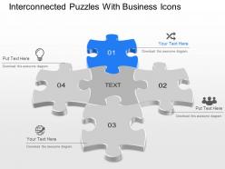 Interconnected Puzzles With Business Icons Powerpoint Template Slide ...