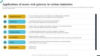 Internet Gateway Security IT Applications Of Secure Web Gateway In Various PPT Template