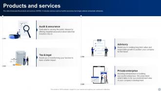 Products And Services KPMG Company Profile Ppt Diagrams CP SS PPT Template