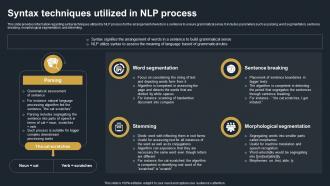 Syntax Techniques Utilized In NLP Process Decoding Natural Language AI SS V PPT Example