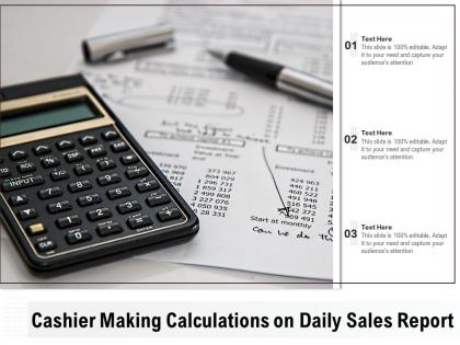 Cashier Making Calculations On Daily Sales Report PowerPoint ...