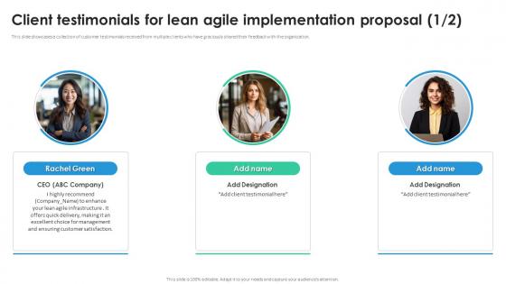 Client Testimonials For Lean Agile Implementation Proposal Lean Agile Proposal Ppt Slide