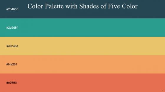 Color Palette With Five Shade Blue Dianne Jungle Green Rob Roy Sandy ...