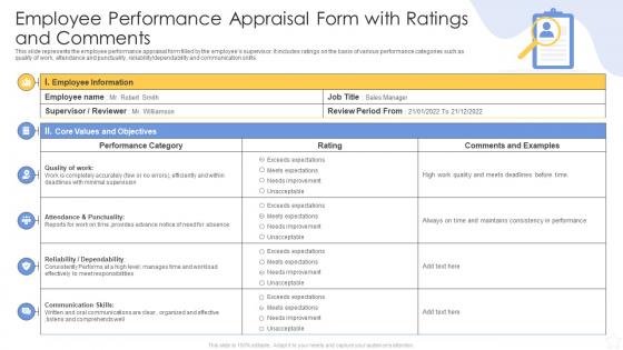 Employee Performance Appraisal Comments PowerPoint Presentation and ...