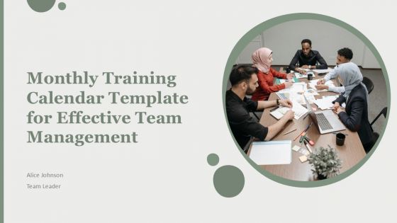 Monthly Training Calendar Template For Effective Team Management PPT H