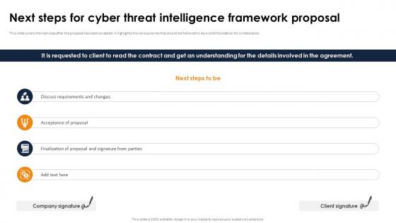 Next Steps For Cyber Threat Intelligence Framework Proposal Ppt Sample