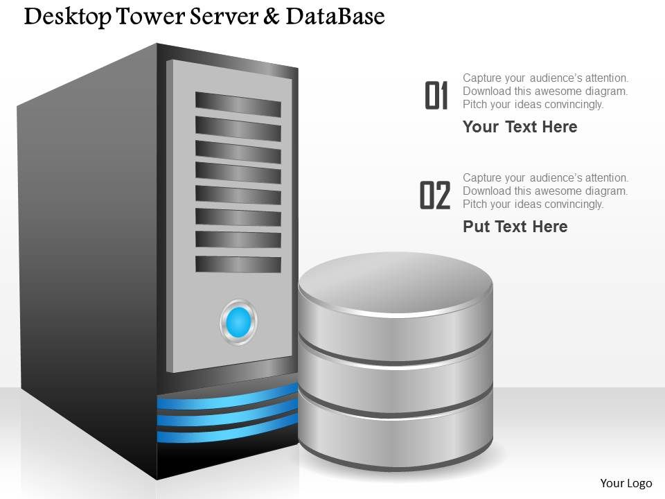0814 Desktop Tower Server And Database By The Side Showing Compute And ...