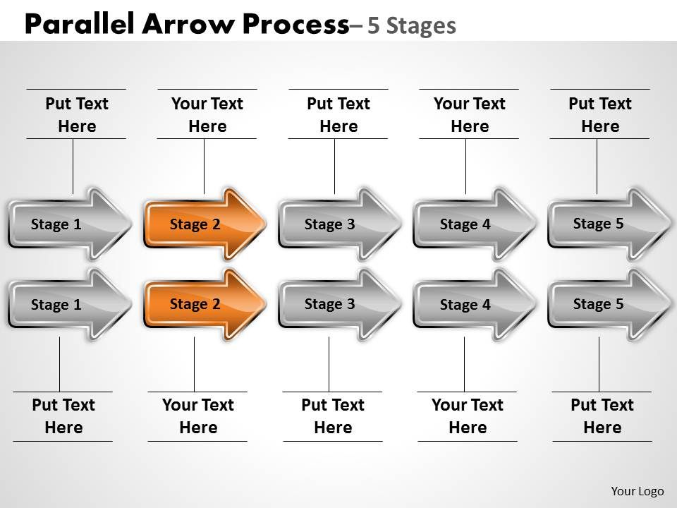 Parallel Arrow Process 5 Stages 15 | PowerPoint Slide Clipart | Example of Great PPT ...