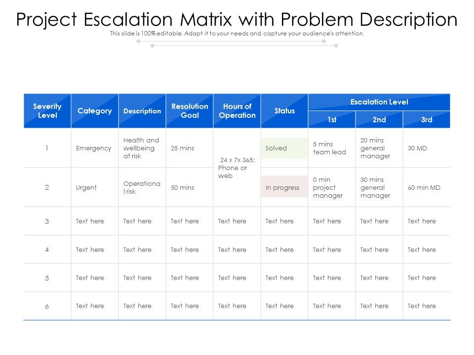 Escalation Matrix Slide Team
