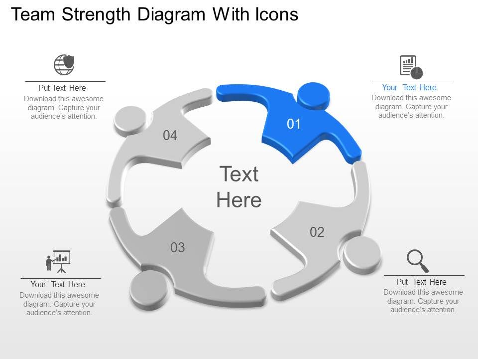 Team Strength Diagram With Icons Powerpoint Template Slide | PPT Images Gallery | PowerPoint ...